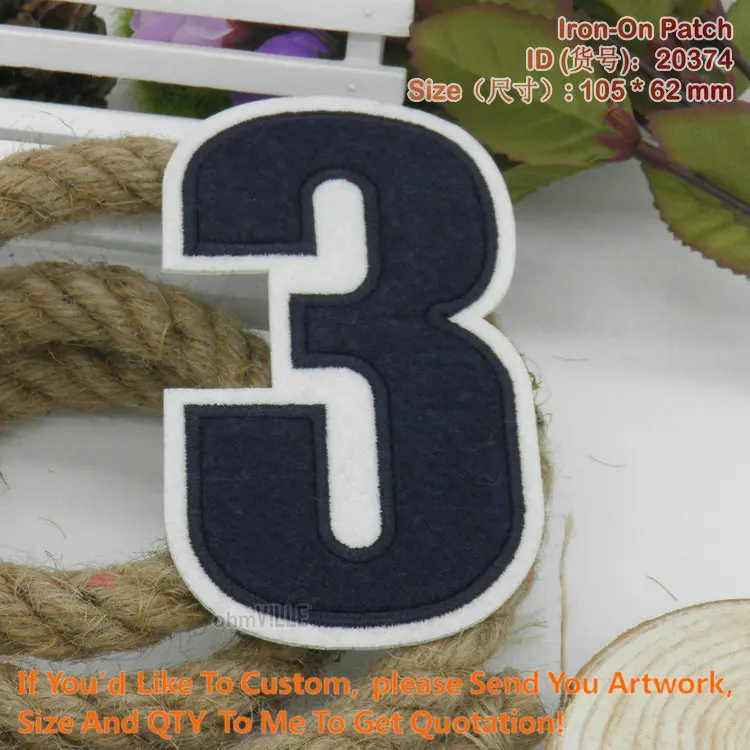 20374 Number 3 Iron On Patches "Accept customized" Guaranteed 100% ...