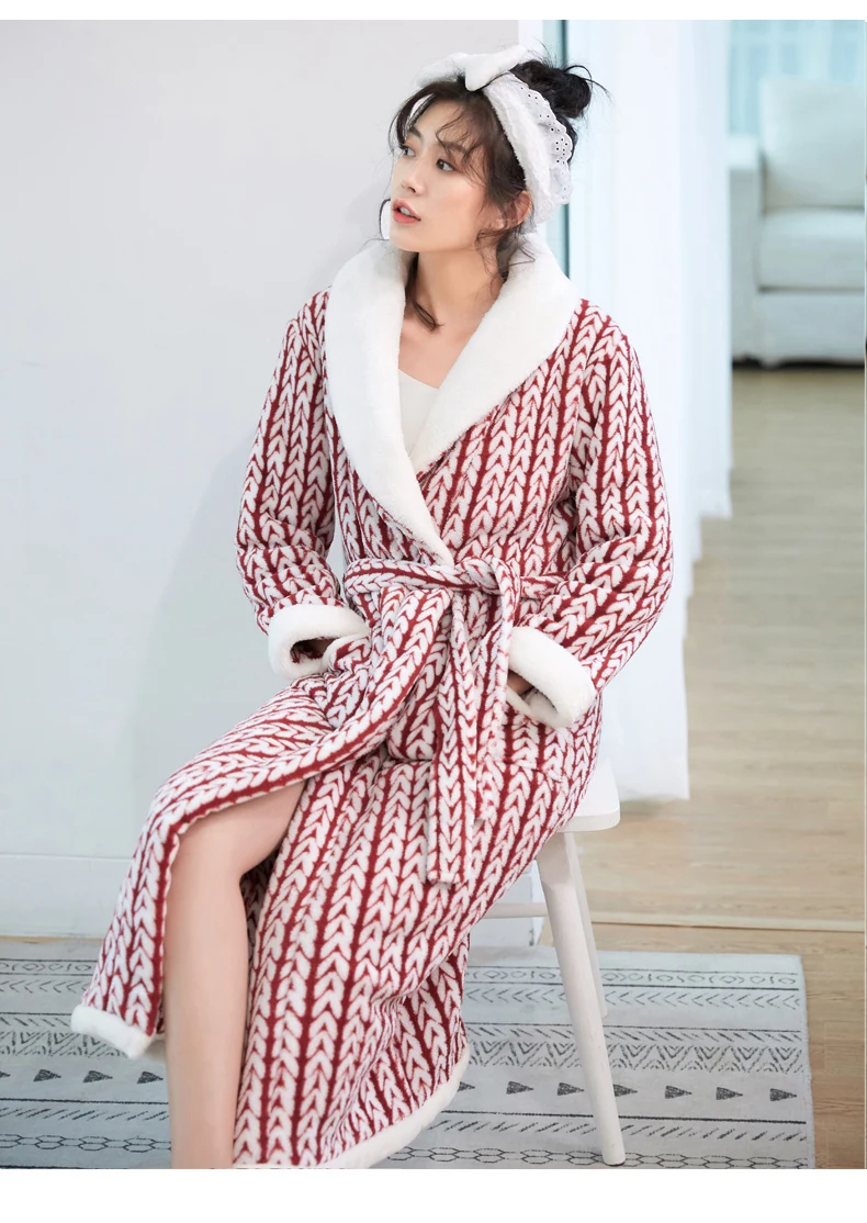 Lovers Plus Size Winter Flannel Robe Extra Long Warm Bathrobe Men Women ...