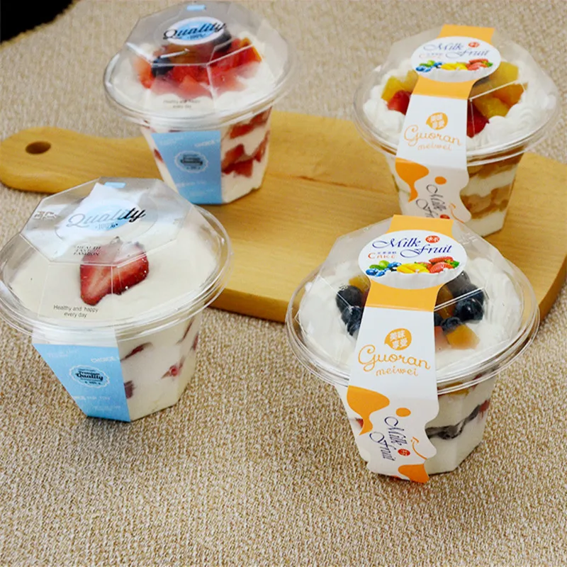 50pcs Transparent disposable pudding cup 380ml ice cream small plastic ...