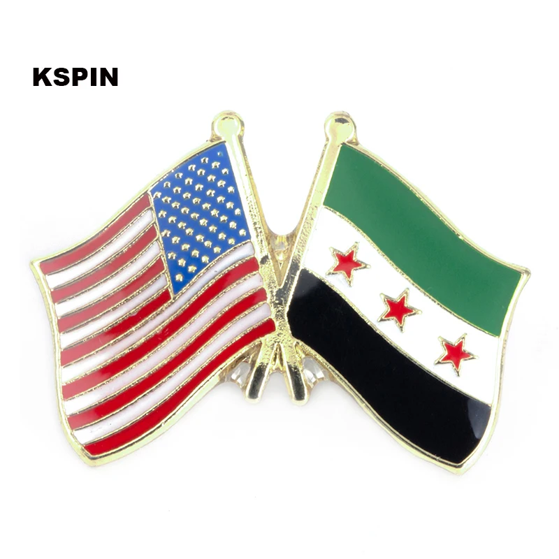 U.s.a Syria Friendship Flag Badge Flag Pin 1pc Xy0003 - Badges - AliExpress