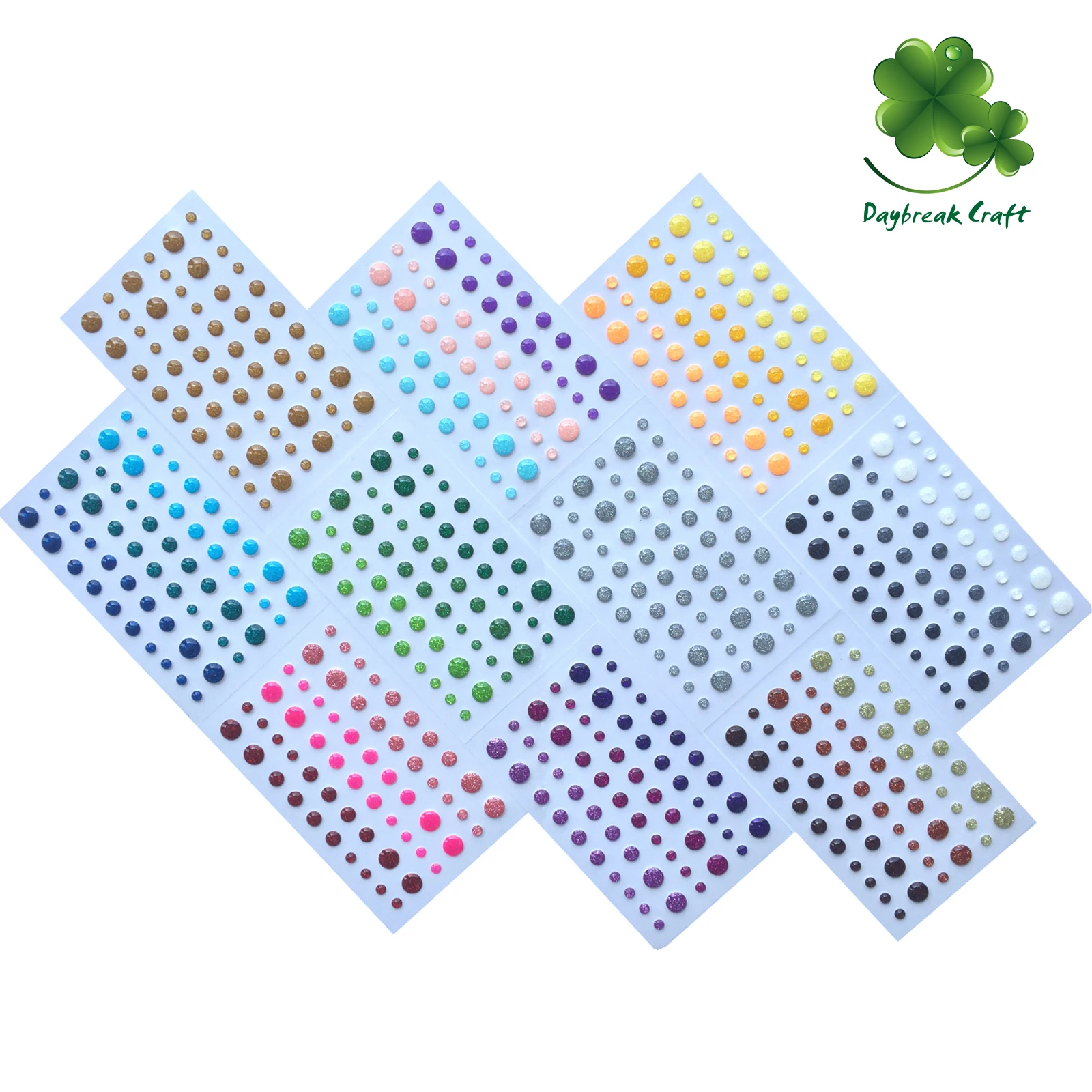 (Pack Of 10) 60Pcs/Sheet Round Glitter Enamel Dots Sparklets Resin ...
