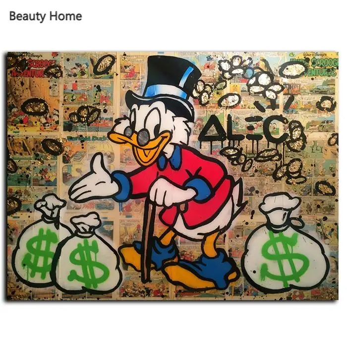 Alec Monopoly Money Donald Duck Canvas Painting Wall Pictures For ...