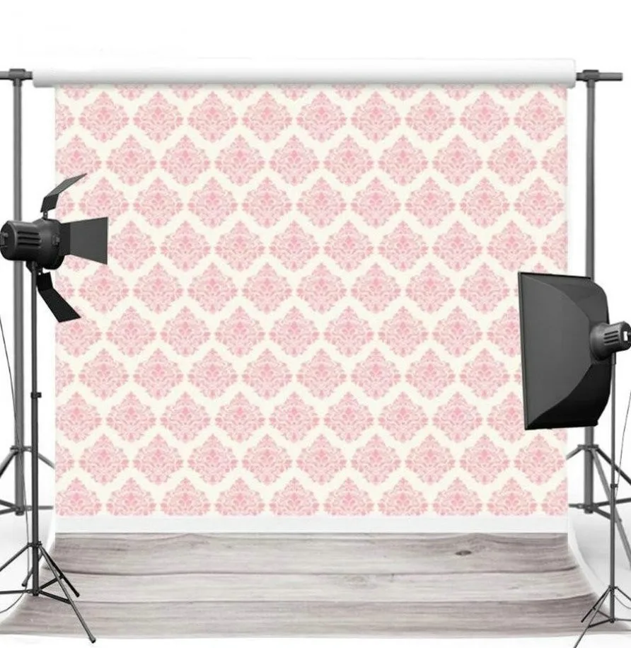 Pink Flower Vintage Damask Wood Floor backdrop Vinyl cloth High quality ...