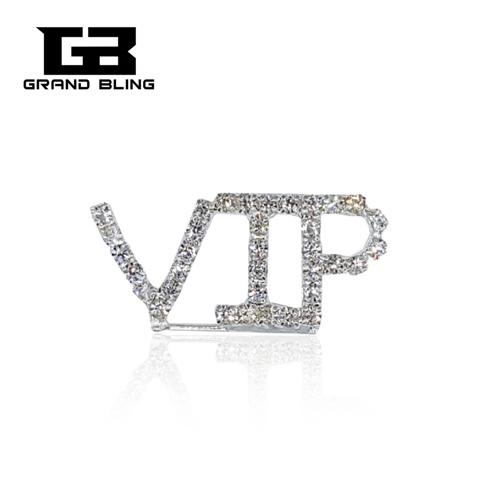 Grandbling Blingbling Crystal "VIP" Word Pin Shinning Silver Color ...