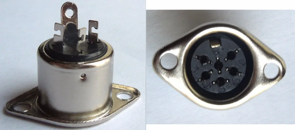 50 PCS metal 6 PIN DIN Female Socket Hulled Panel Mount Connectors ...