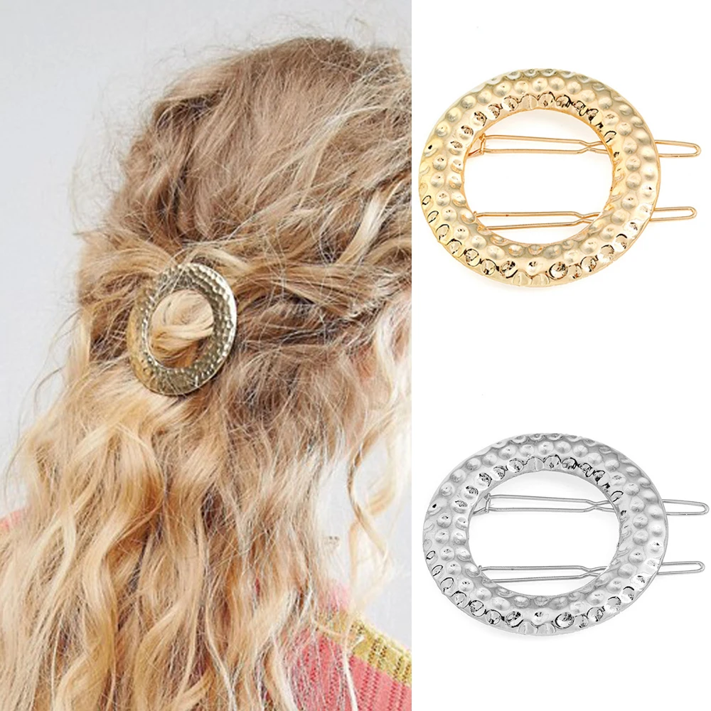 Fashion Bohemia Metal Hairpin Geometry Round Hair Clip Women Girls Hair ...