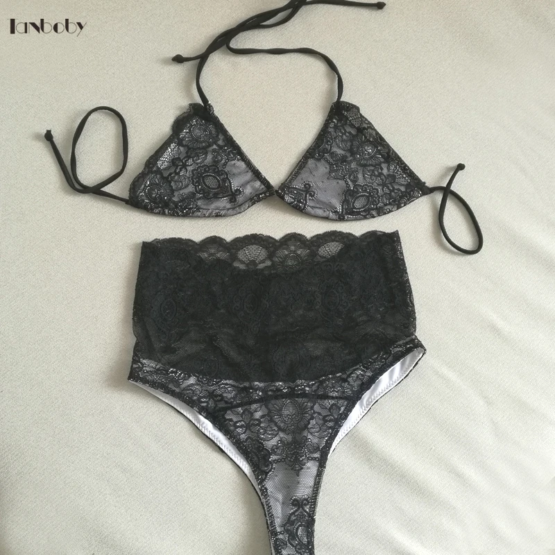 Biquinis High Waist Bikinis Women Black Swimming Suits Sexy Lace Bikinis Brazilian High Waist