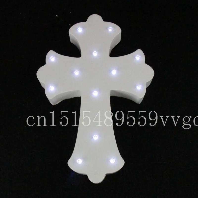 20cm Cool White LED wooden cross lighted crux Marquee letters Sign ...