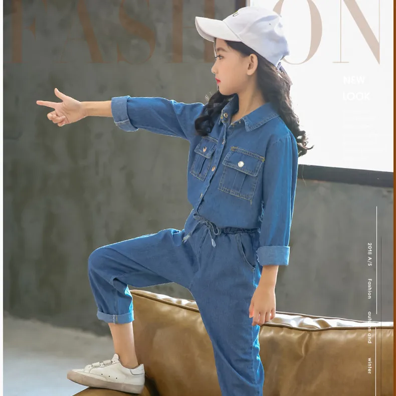 2pcs Blue Girls Shirts & Girls Jeans Clothing Set Girl Denim Outerwear ...