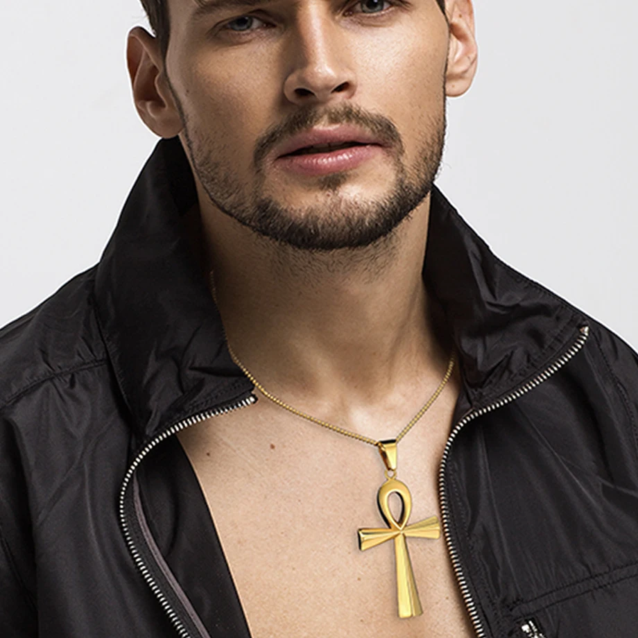 Egyptian Ankh Cross Pendant Necklace For Woman/men The Key Of Life Gold ...