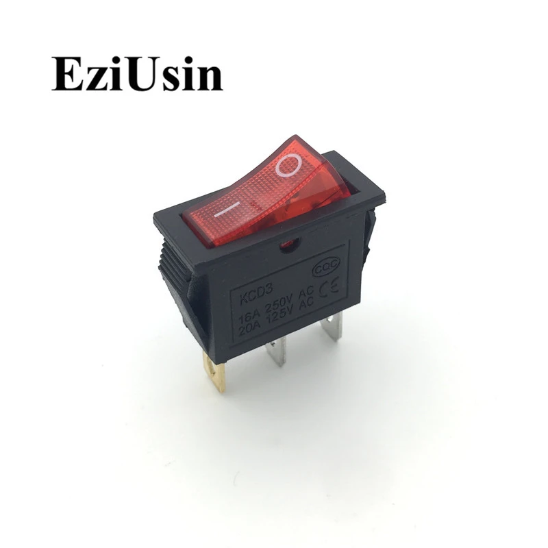 1pcs On-off Kcd3-101n 3pin Green Red Light Boat Car Rocker Switch 16a ...