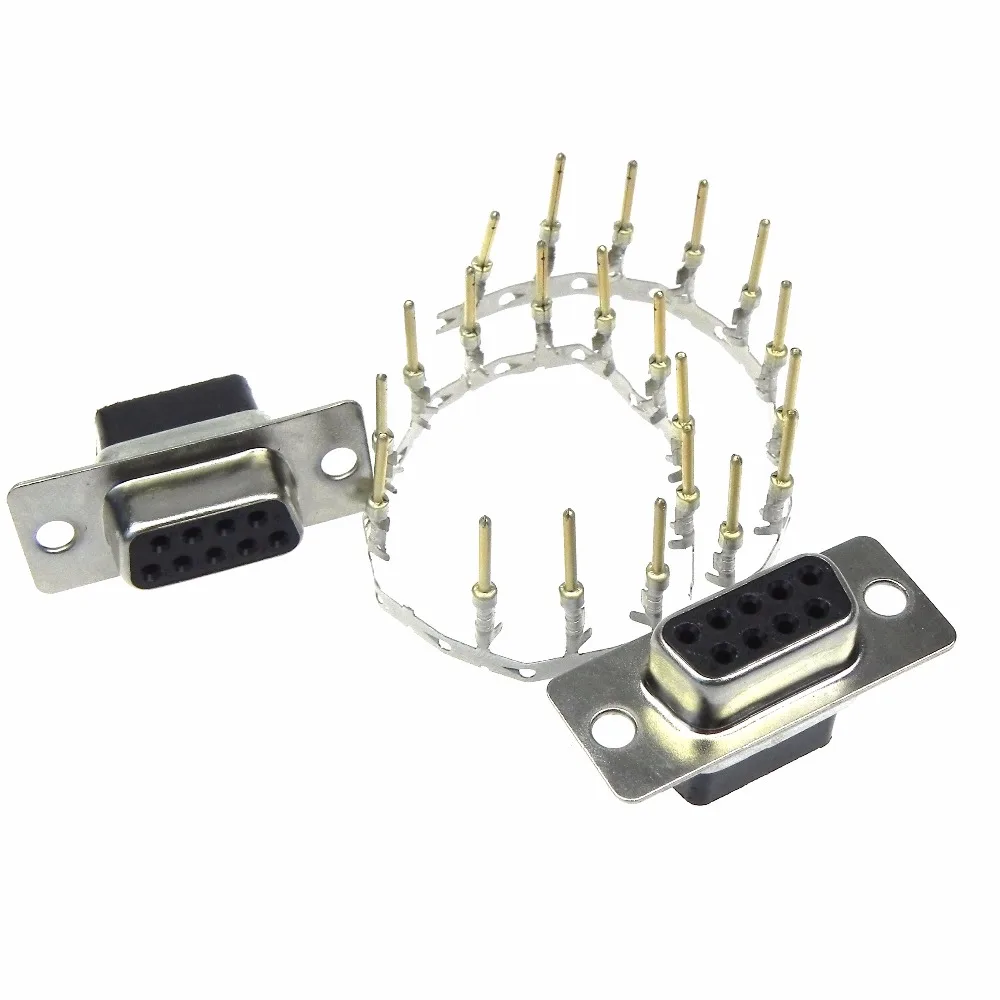 10pcs/lot DB9 9pin female terminal crimping type socket with the screws ...