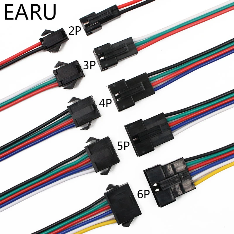 10pairs 15cm Jst Sm 2p 3p 4p 5p 6p Plug Socket Male To Female Wire ...