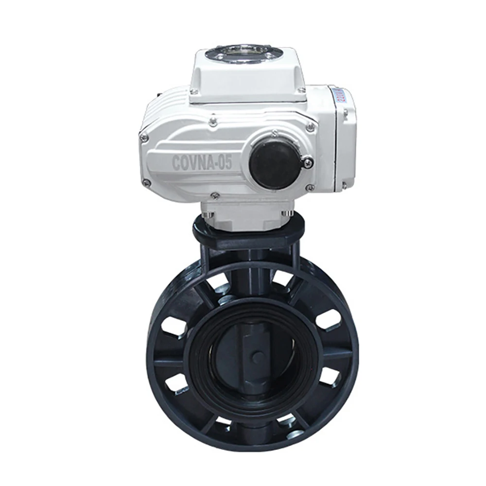 DN50 Plastic Electric Butterfly Valve Modulating Type 2'' PVC Motorized ...