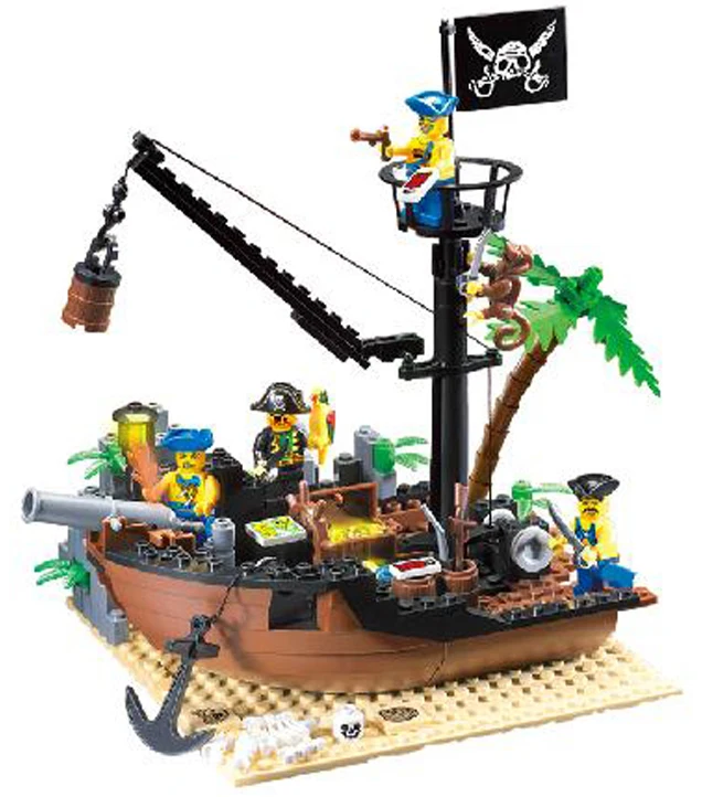 Pirate Ship Building Blocks Sets Pirate Series Scrap Dock Model 3d