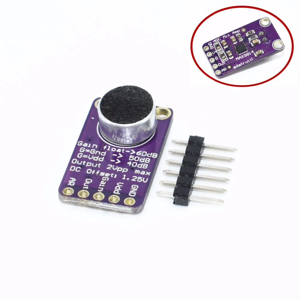 20pcs MAX9814 Microphone AGC Amplifier Board Module Auto Gain Control ...