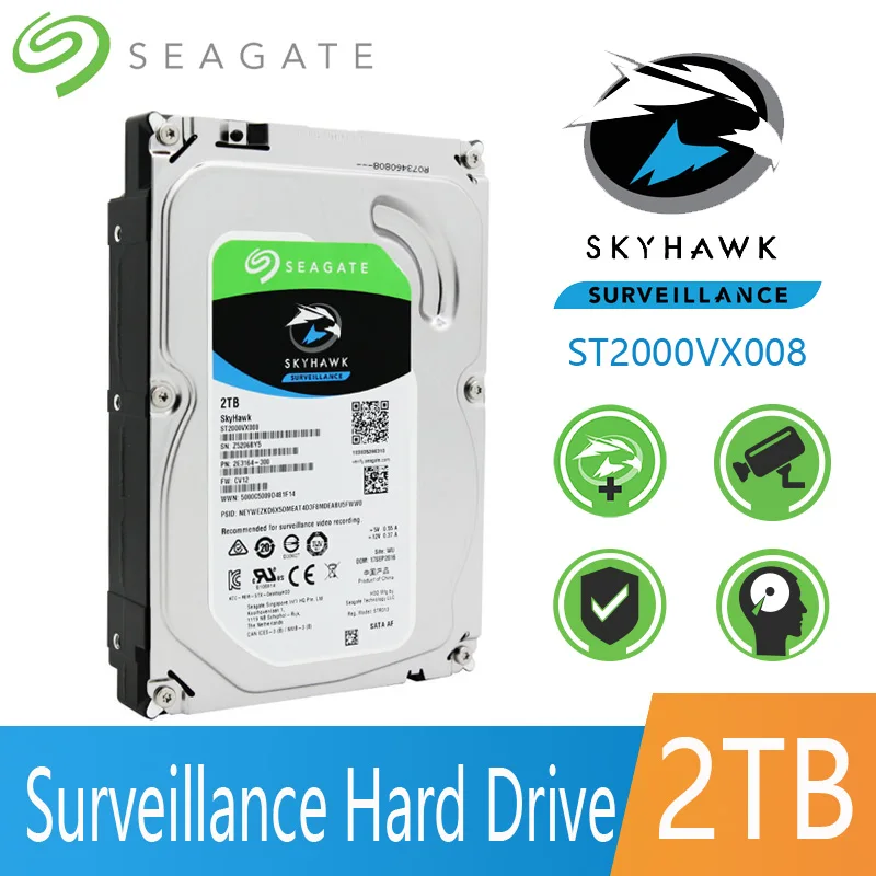 Seagate Skyhawk Surveillance 2TB Hard Drive Disk SATA III 3.5" HDD HD ...