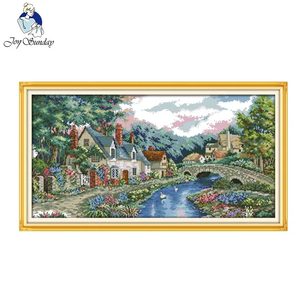 Joy-Sunday-scenic-style-The-peaceful-countryside-printable-cross-stitch ...