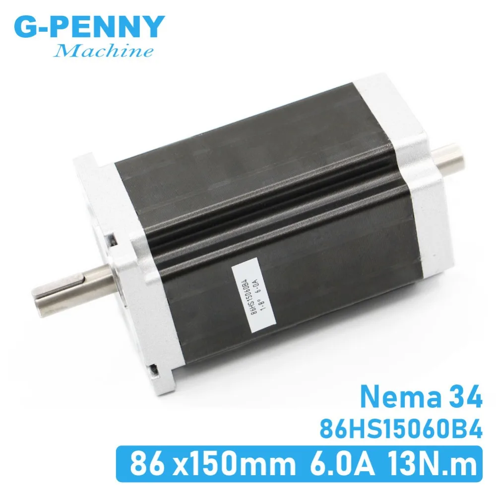 Nema 34 Cnc 스테퍼 모터 86x150mm 더블 샤프트 13 Nm 6a Cnc 스테핑 모터 Cnc 조각 기계 3d 프린터 용 1700oz Inmotor 24v