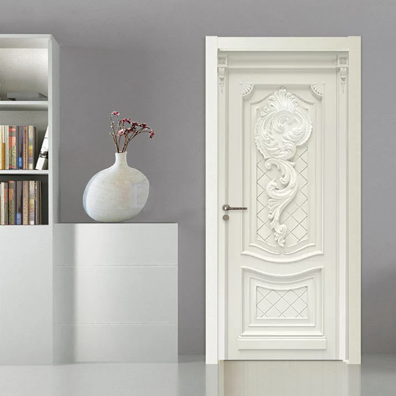 Modern Abstract Art Door Sticker 3d Embossed Flowers Mural Photo ...