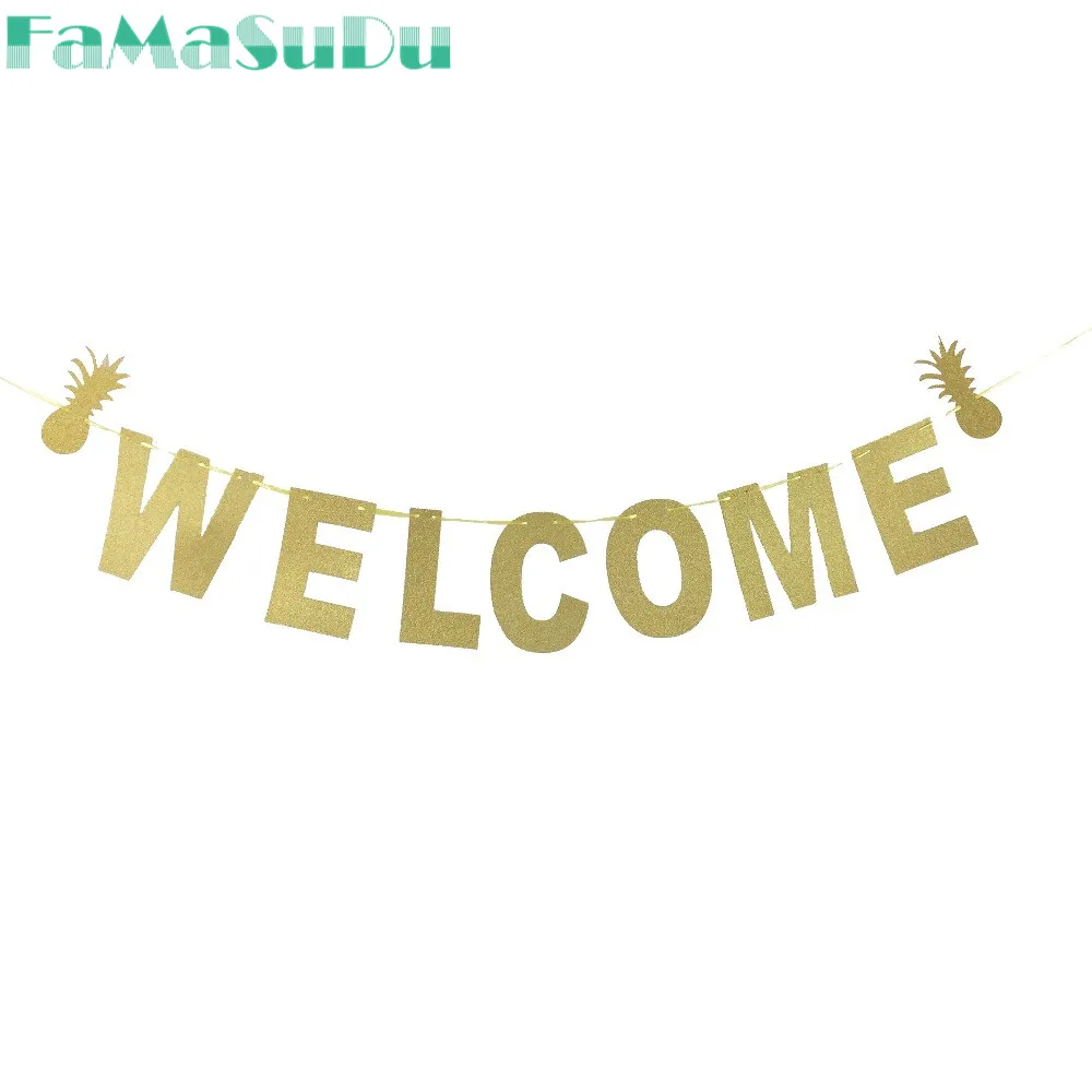 1set WELCOME Letter Cardboard Bunting Banner Garland Photo Props DIY ...