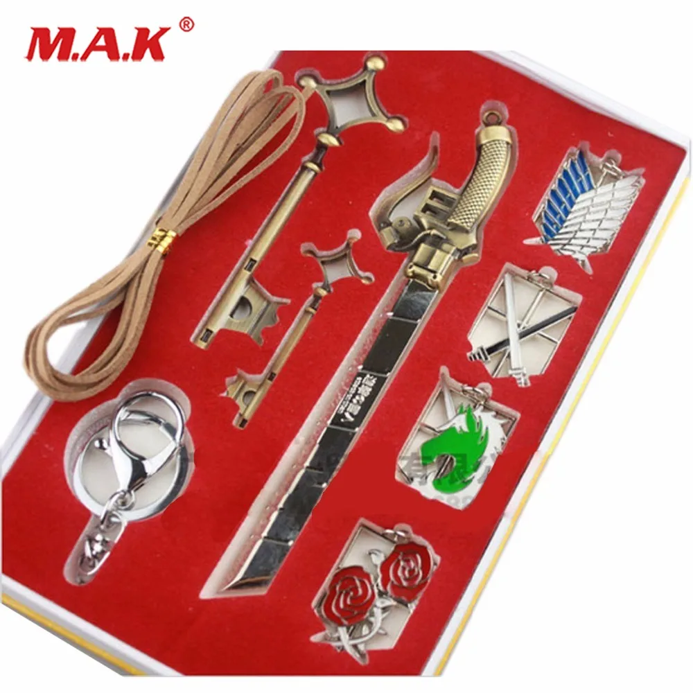 Attack on Titan Key chains, Key Necklace, Sword 9 Piece Jewelry Set ...