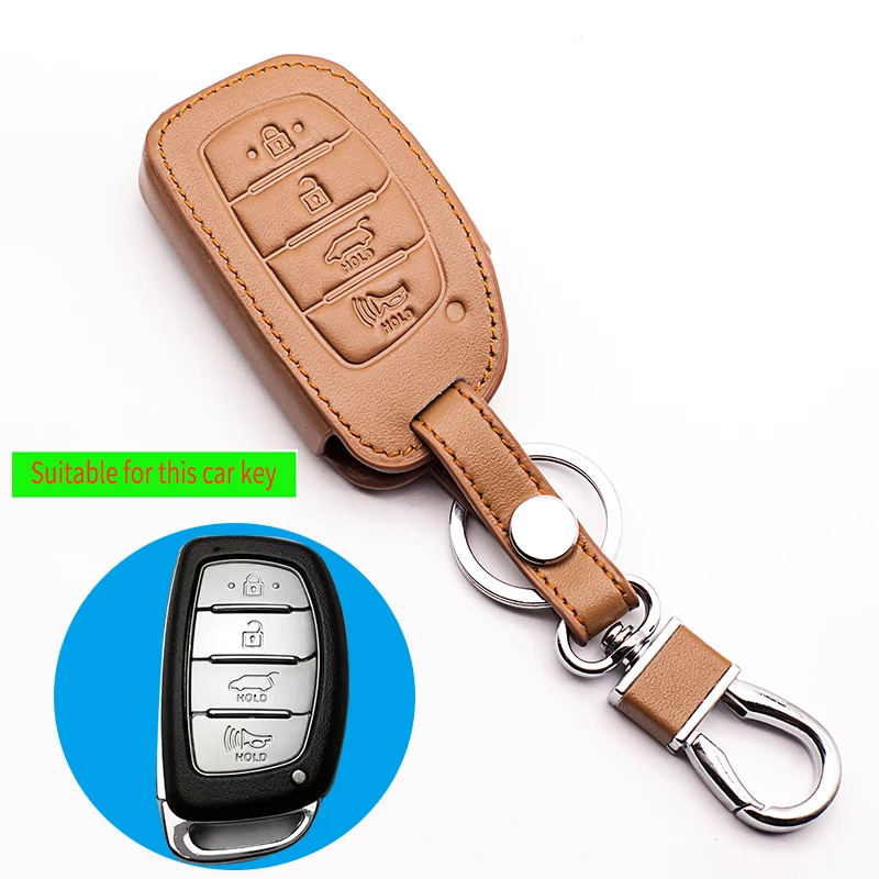 2017 Newest High Quality Car Genuine Leather Case Cover fob for Hyundai ...