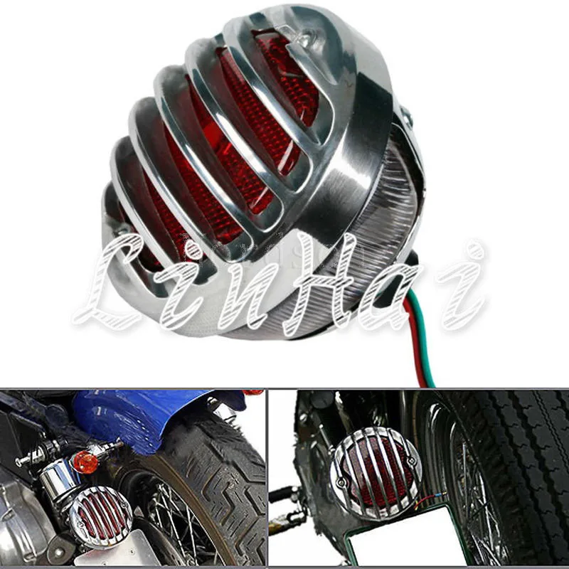 Polished Chrome Round Motorcycle Tail Brake Light For Harley Bobber ...