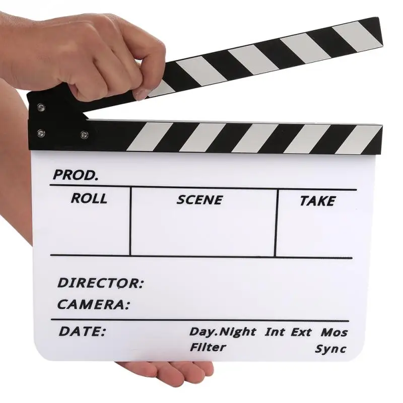 New Acrylic Director Scene Clapperboard TV Movie Action Board Film Cut ...