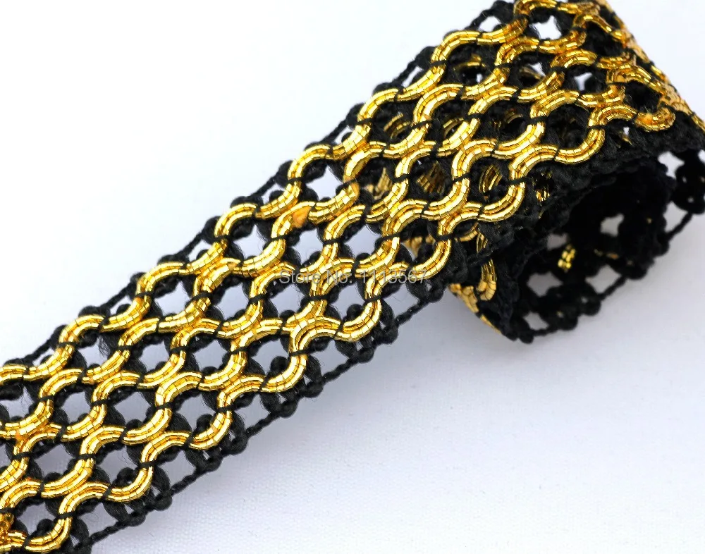 20yard Craft Handmade Braided Black Gold Lace Ribbon Trim Decorated ...
