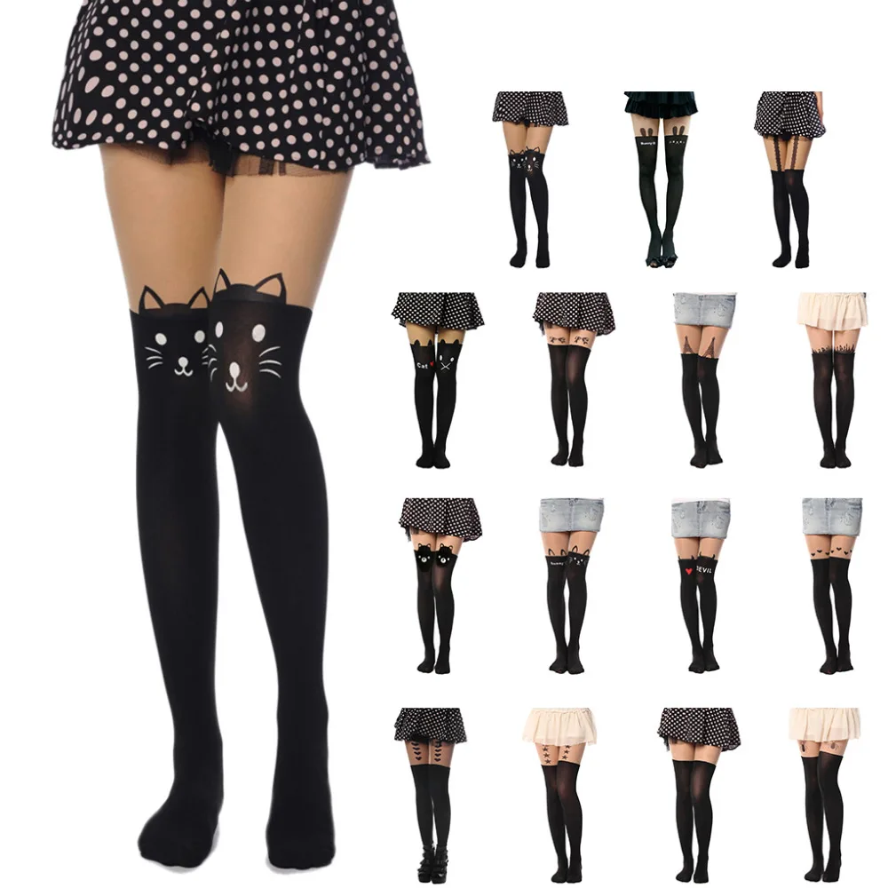 90cm Women Cute Sexy Cat Pattern Printed Tattoo Cartoon 20 Style Girls