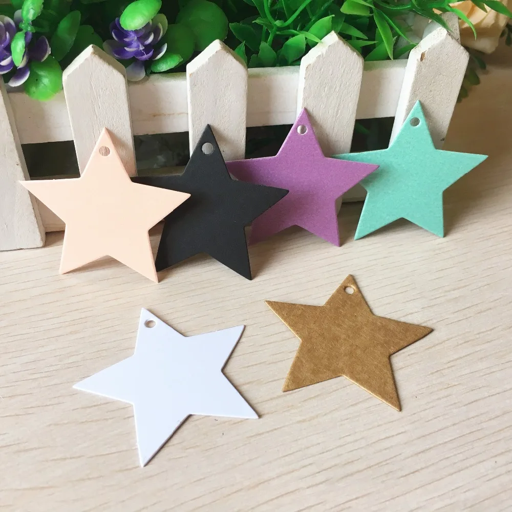 100 Pcs Five-pointed Star Kraft Paper Hang Notebook Tag Gift Diy ...