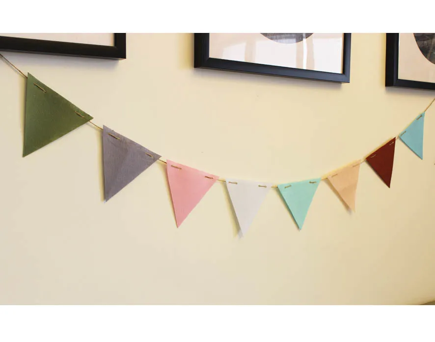 Free shipping felt bunting flag size 17*17cm 2.5m/set 10flags Handmade ...