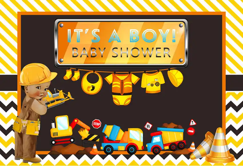 7x5FT 3 Style Under Construction Zone Baby Shower Happy Birthday Custom ...