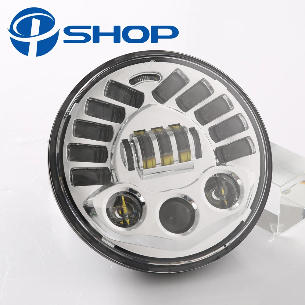 7Inch LED Black Round Adaptive Motorcycle Headlight with Hi/Lo Beam ...