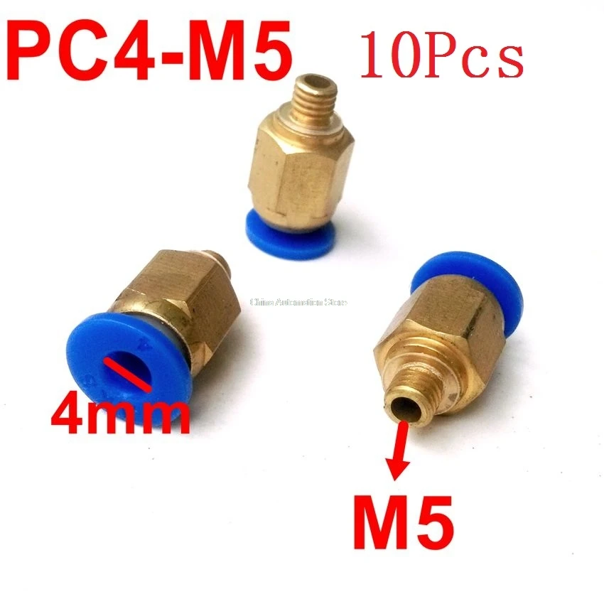 4mm Tube X M5 Thread Quick Connector Pneumatic Air Fittings 10Pcs PC4 ...