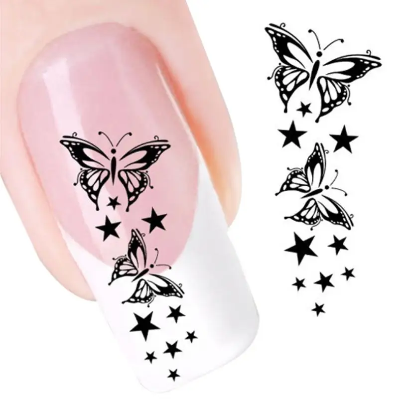 3D бабочка переводная водная переводная наклейка наклейки для ногтей советы для украшения Прямая ...