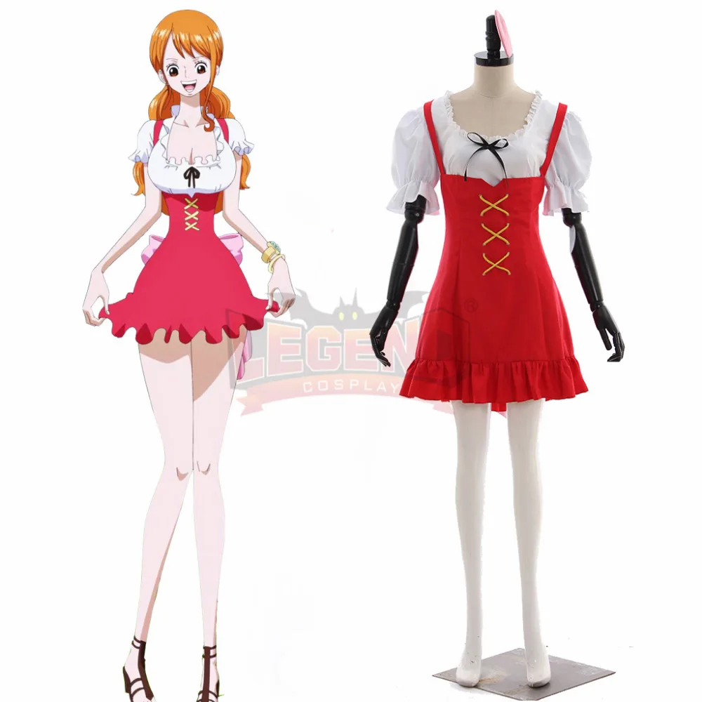Costume de Cosplay Nami One Piece, robe rouge pour adulte, costume d ...