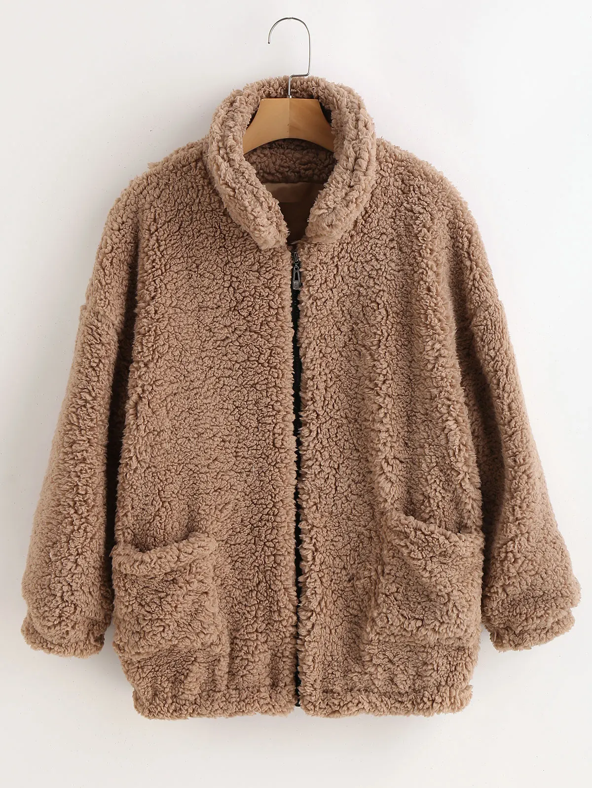 Wipalo Fluffy Winter Zip Up Coat Women 2018 Autumn Winter Warm Zipper Fur Jacket Female Plush ...