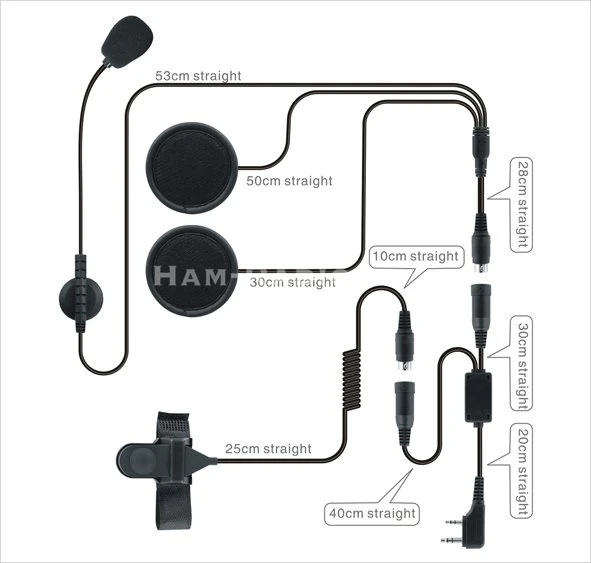 Yinitone 2pin Ptt Motorcycle Helmet Headset For Two Way Radio Kenwood ...
