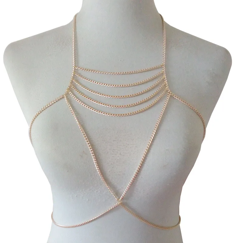 Beurself Sexy Bra Chain Multilayer Body Chain Summer Beach Bikini