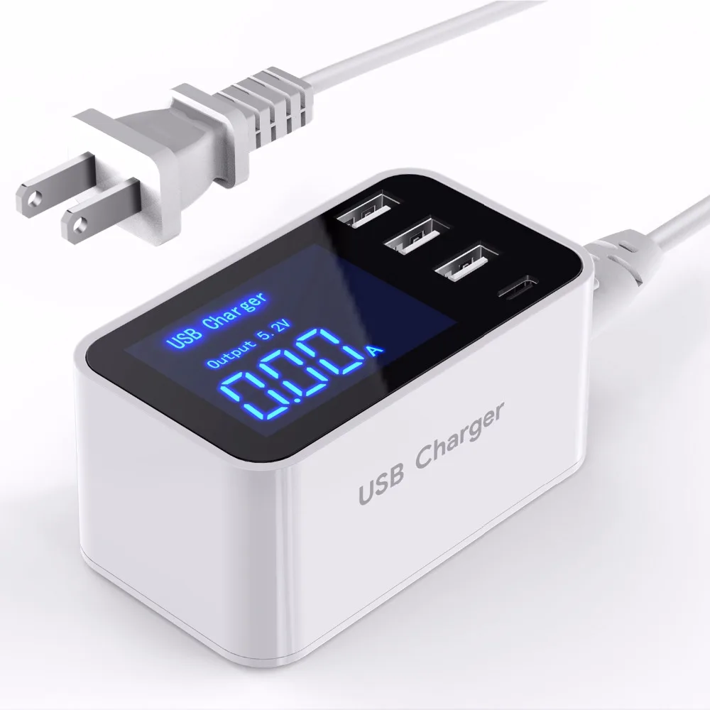 5V 3.5A(Max)Multi Port LED Display 3Port USB Charger Hub with Type C ...