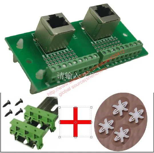 RJ45 Breakout Board with 2 RJ45 Jacks and 2 *8pins terminal blocks with ...