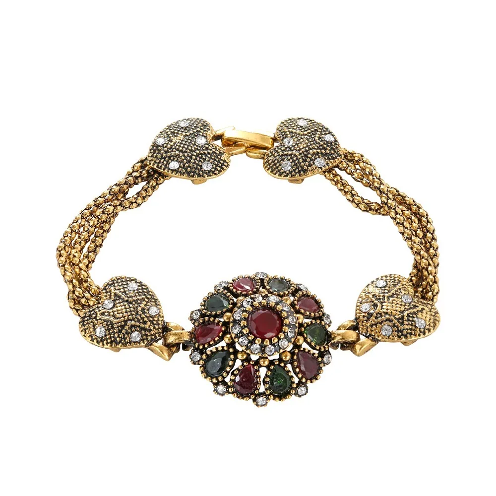 YIMLOI Turkey Bracelet For Women Tibetan Alloy Red Resin Color Gold ...