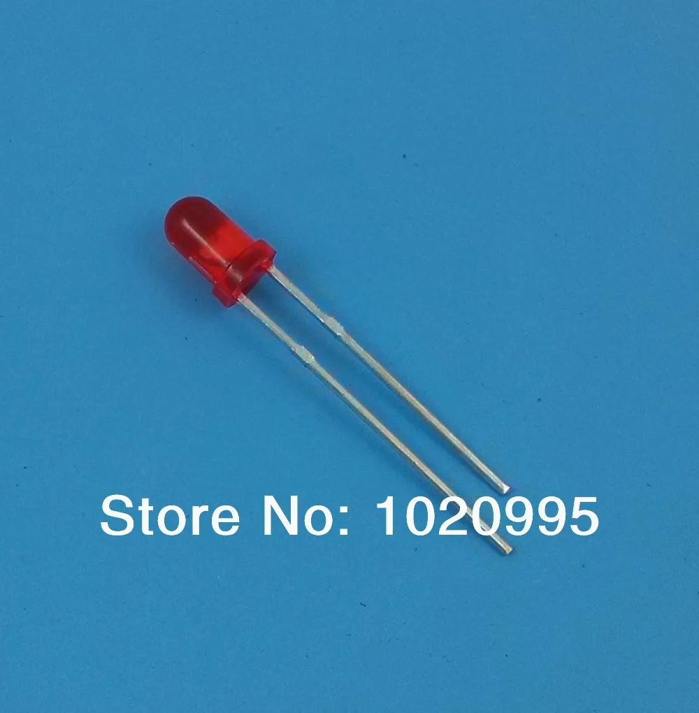 1000 TEILE/LOS Super bright diffused 3 MM Rote LED leuchtdiode F3mm ...