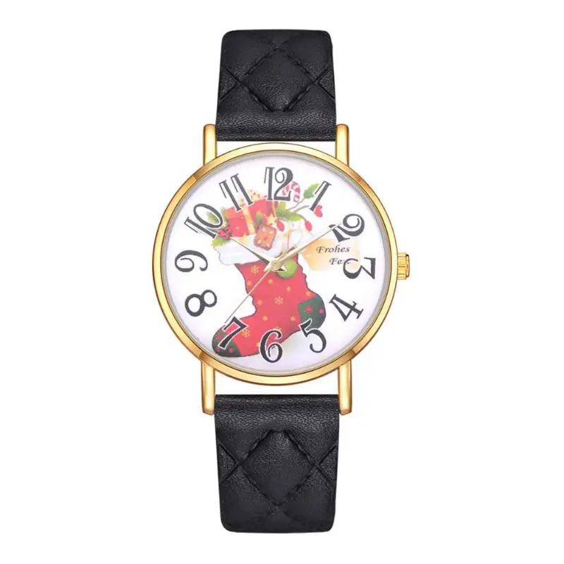 Fashion Classic Santa Claus Elk Boots Pattern PU Strap Quartz Watches ...