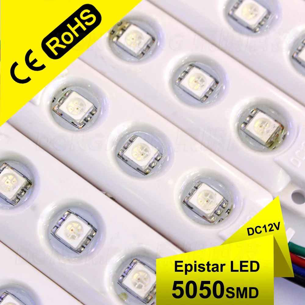 3 LEDs Super Brightness RGB LED Module Light DC 12V Waterproof IP65 ...
