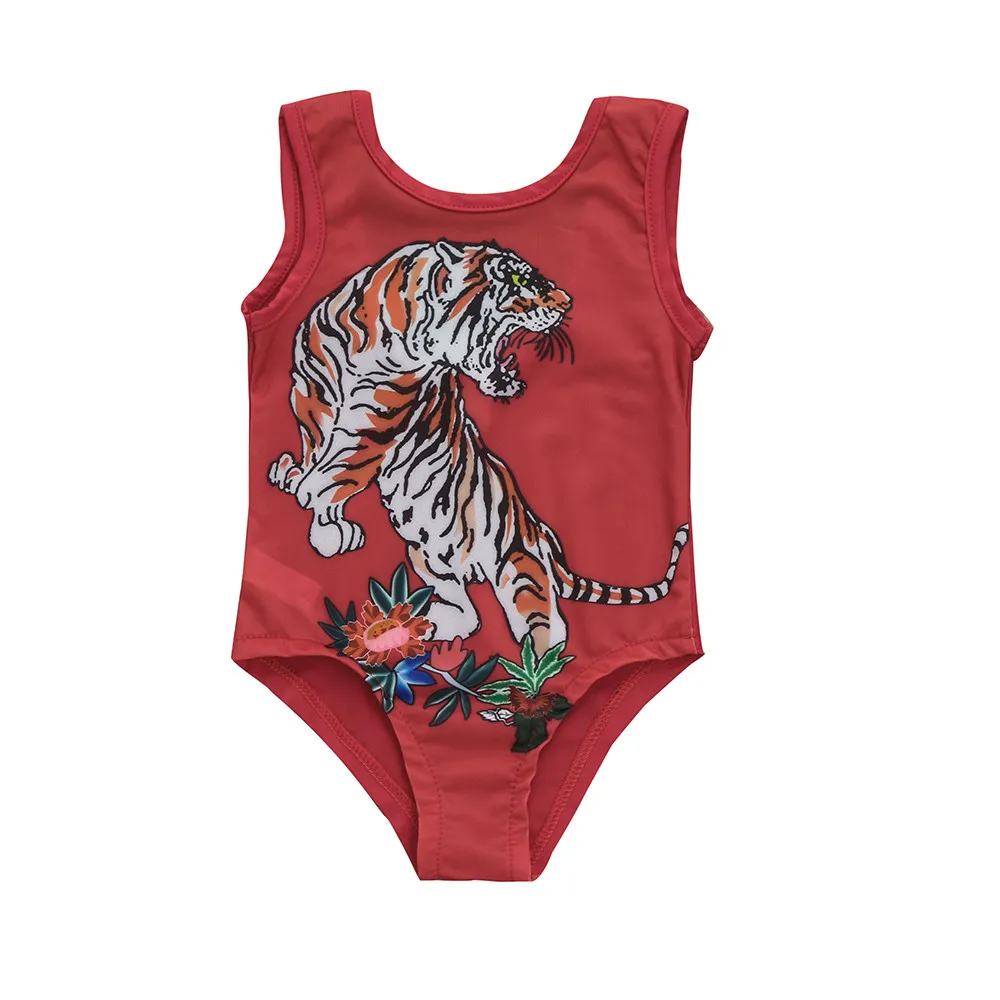 Baby swimwear Infant Kids baby girl beach Swimsuit Cartoon Tiger One ...