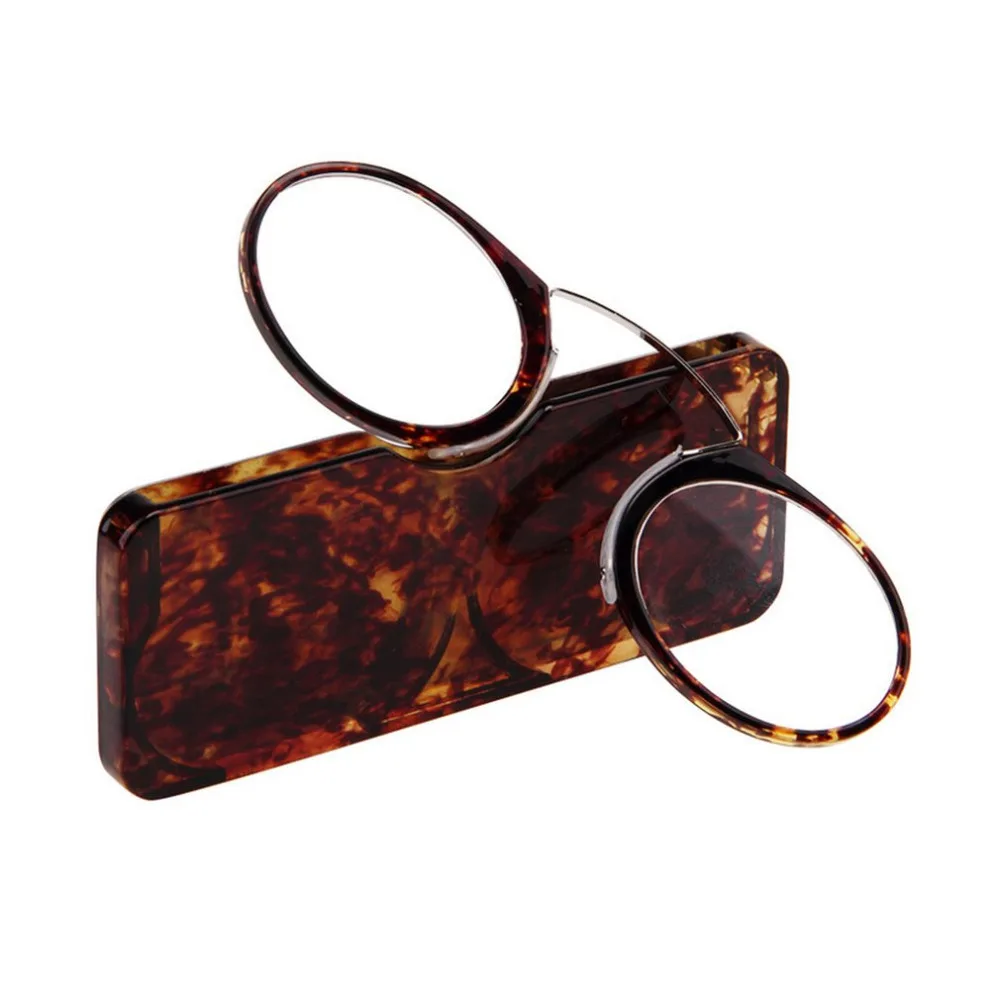 2018 Portable Pinch Nose Presbyopic Glasses Round Resin Lens Clip Nose Reading Glasses With