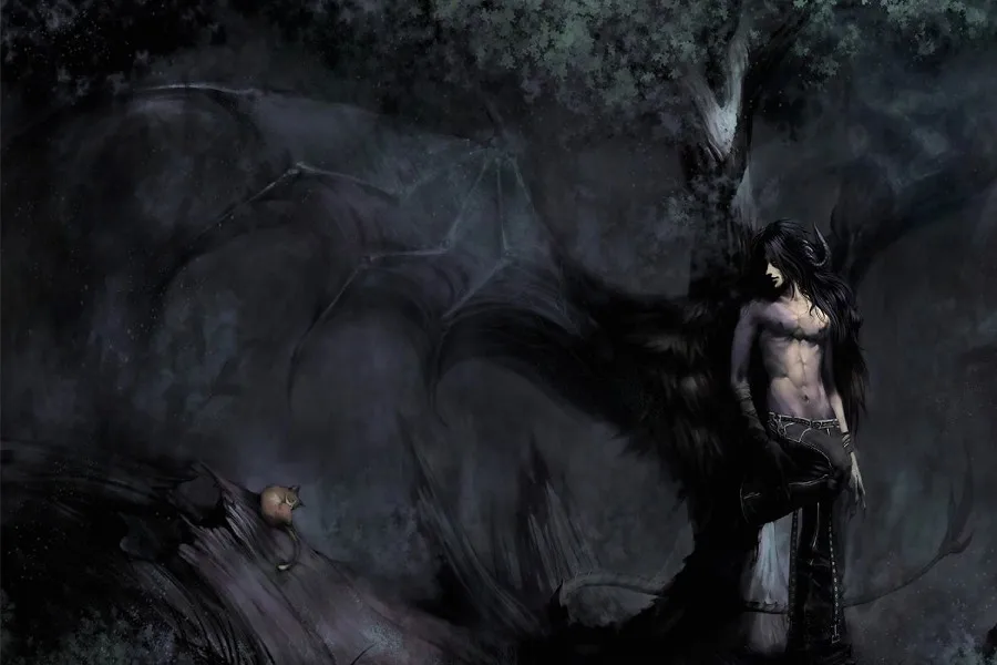 DIY rahmen dark fantasy gefallenen engel dämon kreatur monster bäume ...